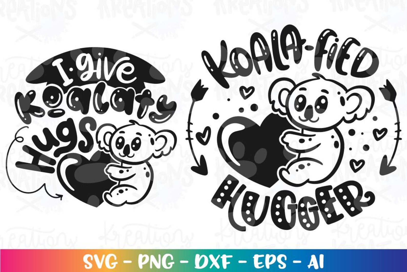 Koala Clipart Svg KOALA-FIED Hugger SVG Hugs Cute Koala Baby Valentines ...