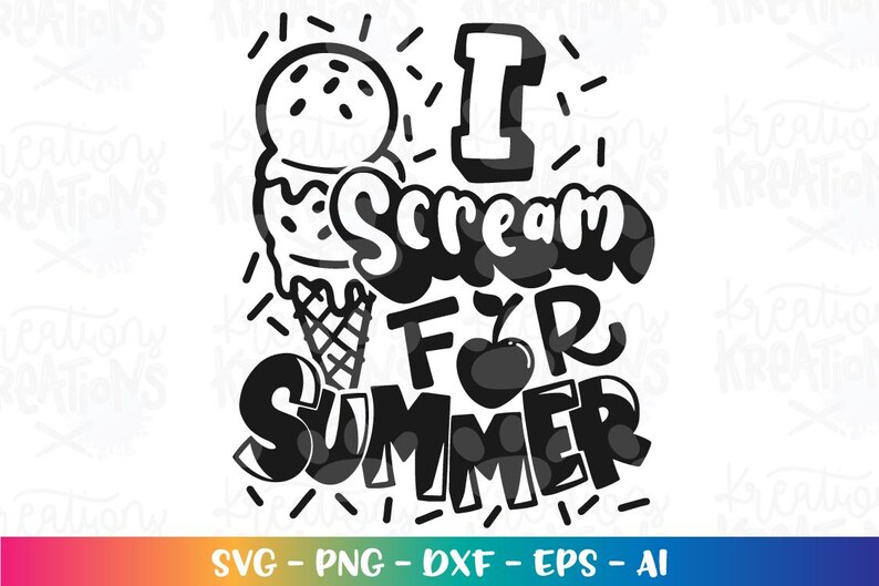 Sweet Summer Time Svg I Scream for Summer SVG Hand Drawn Summer ...