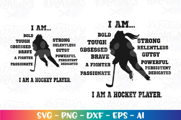 6 Graphic Hockey Girl SVG Digital File, Hockey Players, Womens Hockey ...