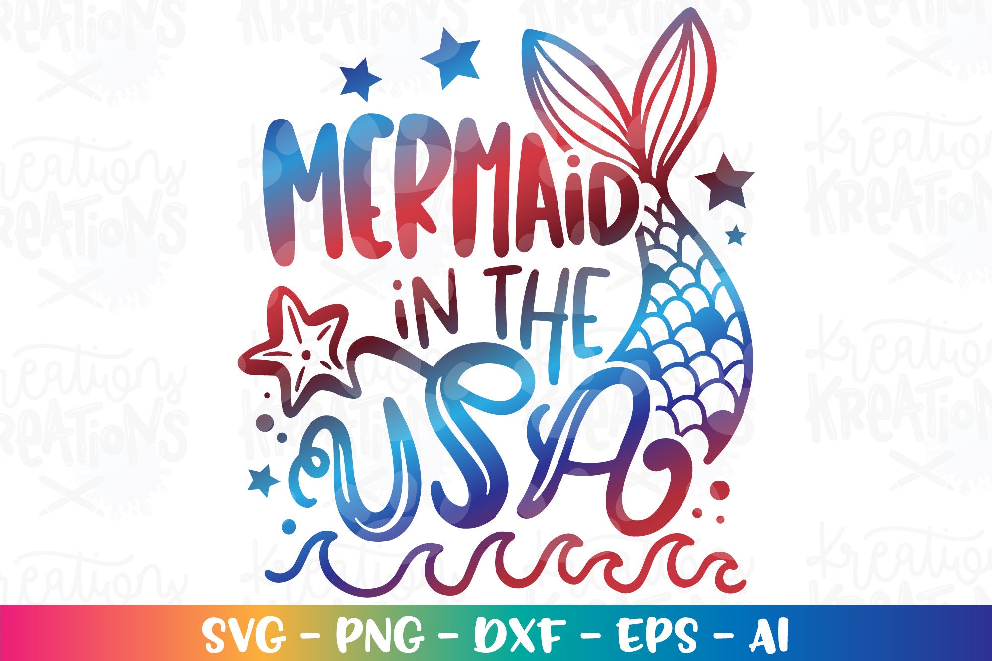 Mermaid in the USA Svg 4th of July Svg Cute USA Mermaid Svg Girl Iron ...