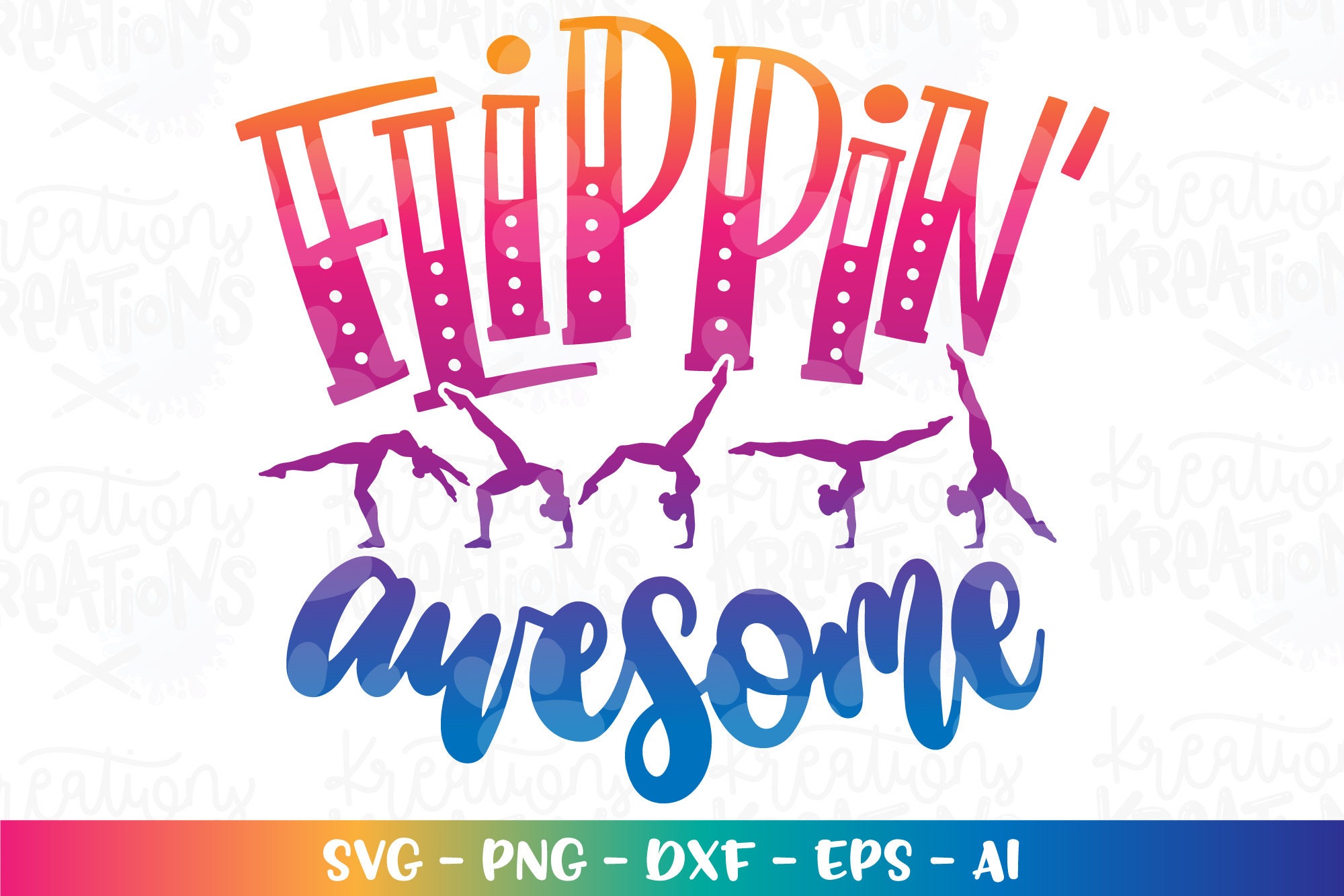 Flippin' Awesome SVG Gymnastics Print Iron on Color Cut - Etsy