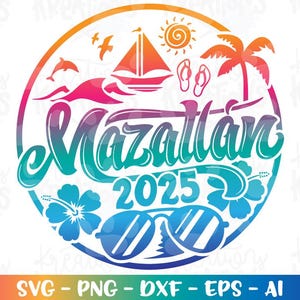 Mazatlan Beach Svg Mexico Summer Beach Emblem Svg Hand Drawn Print ...