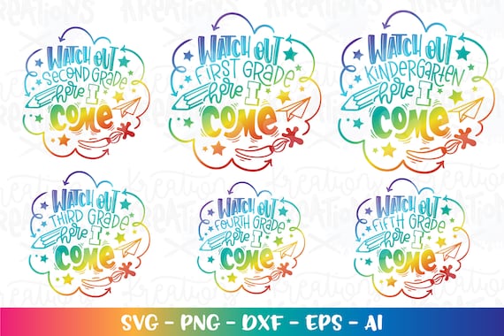 Watch Out Kindergarten Here I Come SVG 1st 6th Grade Back - Etsy