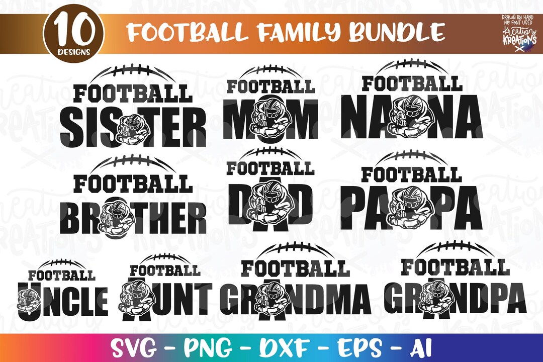Football Family Bundle SVG Football Season Mom Dad Grandpa Grandma Papa ...