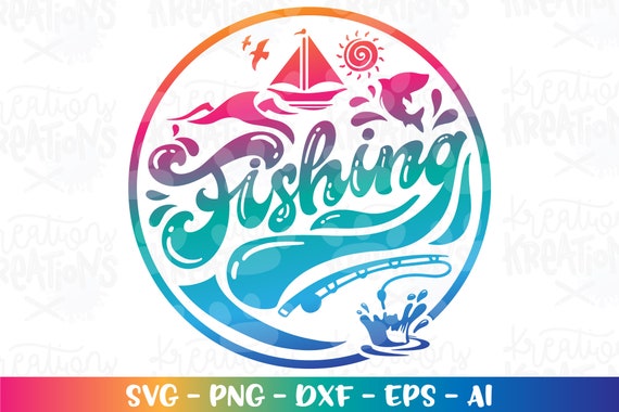 Fishing SVG Hand Drawn Svg Fishing Emblem Svg Fishing Rod Fish - Etsy