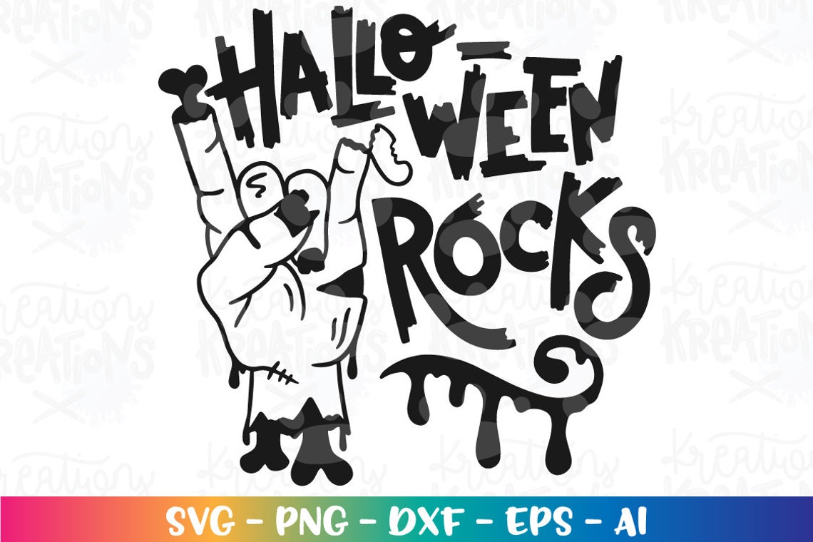 Halloween Rocks SVG Zombie Rock Hand Clipart Hand Lettered - Etsy