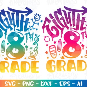 Regreso a la escuela svg 8o grado Octavo grado svg graffiti color niños ...