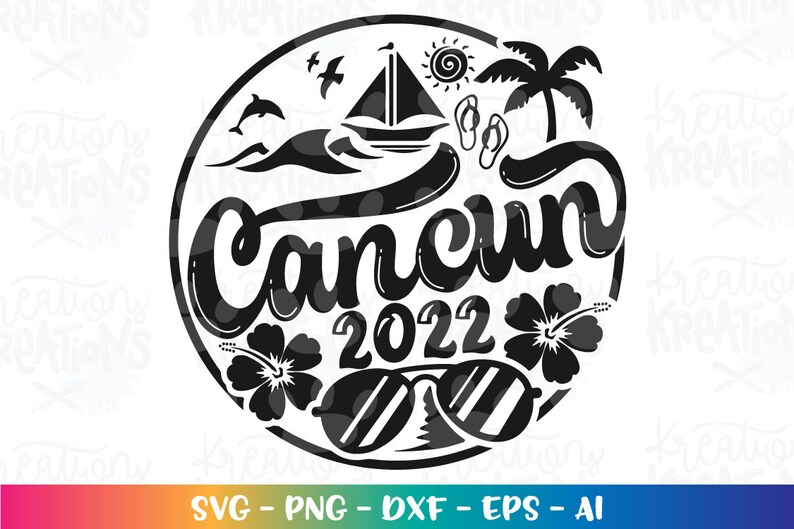 CANCUN Beach Svg Mexico Summer Beach Emblem Svg Hand Drawn - Etsy