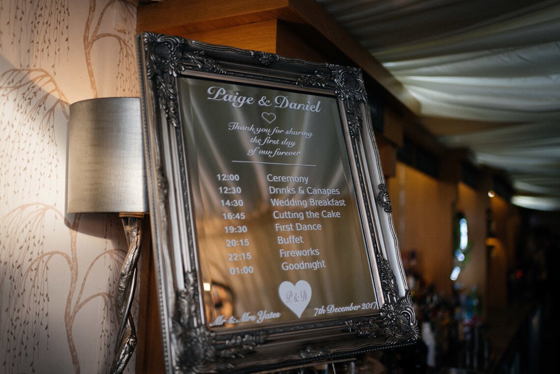 Wedding Timeline Order of the Day Personalised Decal Vinyl Lettering ...
