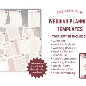 Wedding Planning Templates - Digital Download for You to Print - Etsy