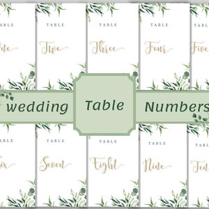 Wedding Table Numbers Eucalyptus Theme Decor Wedding Table Numbers ...