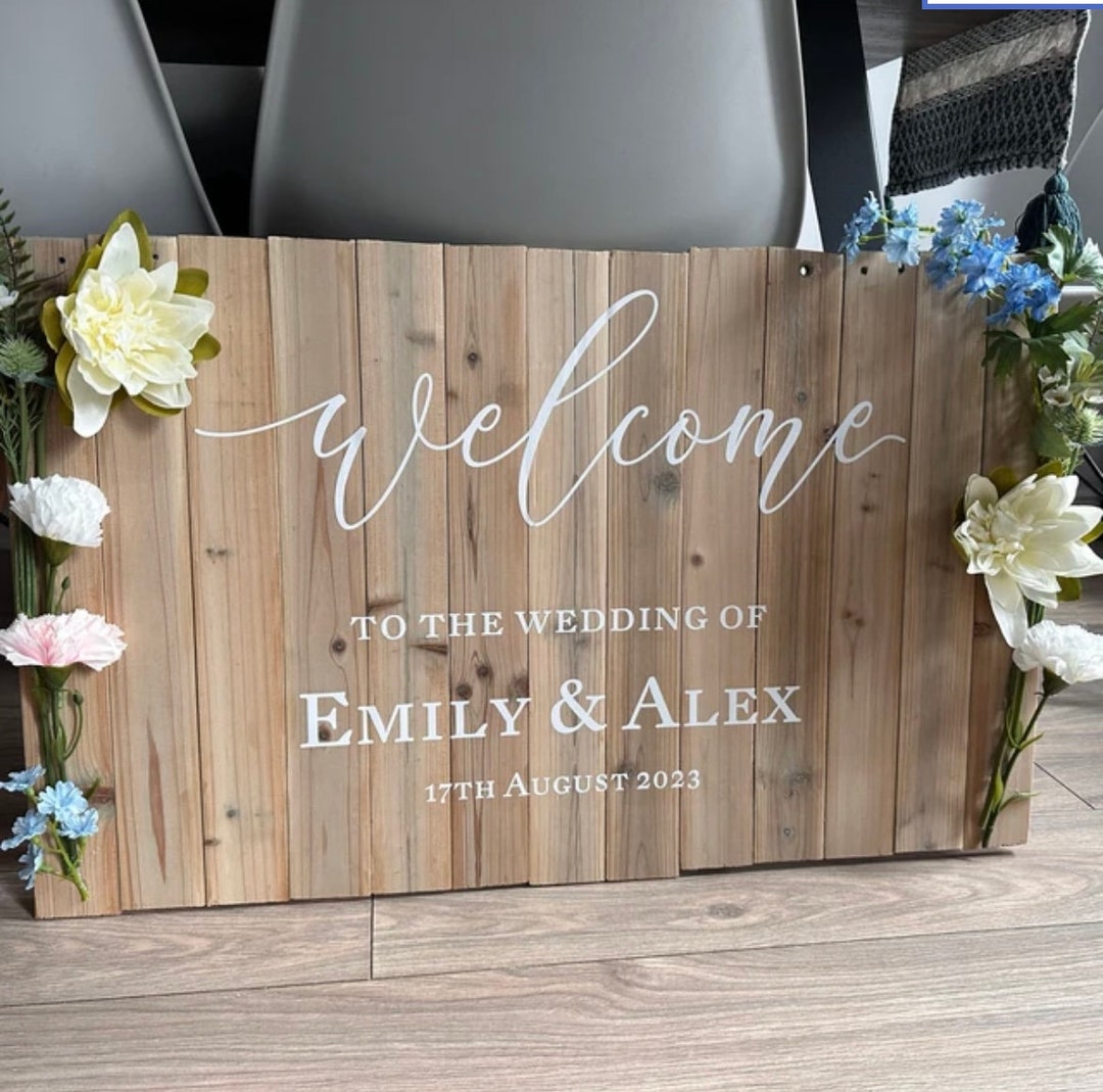 Wedding Welcome Sign, Personalised Decal Vinyl Lettering / Stickers - Etsy