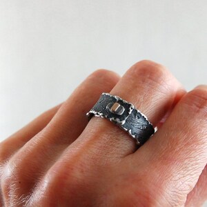 Silver and Gold Mens Ring, Alternative Wedding Band, Silver and Gold ...
