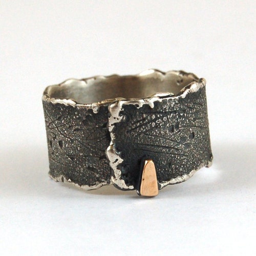 Silver and Gold Mens Ring Alternative Wedding Band Silver - Etsy