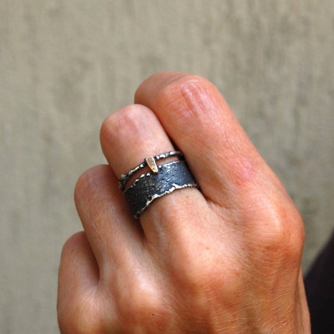 Silver and Gold Mens Ring Alternative Wedding Band Silver - Etsy