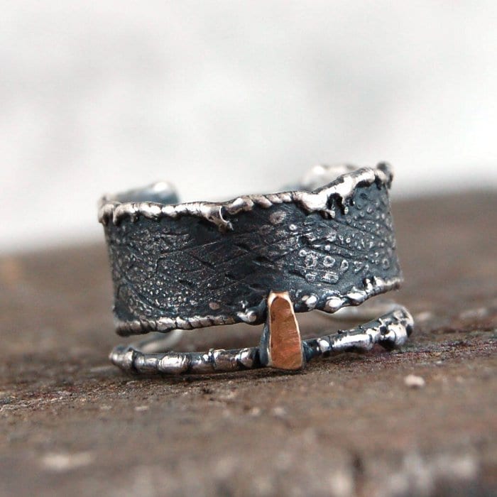 Silver and Gold Mens Ring Alternative Wedding Band Silver | Etsy