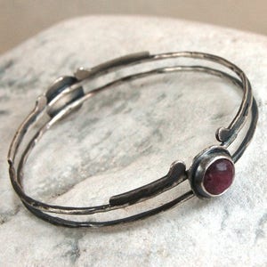 Ruby Silver Bracelet, Bangle Bracelet, Boho Jewelry, Natural Style, Bangles - Etsy