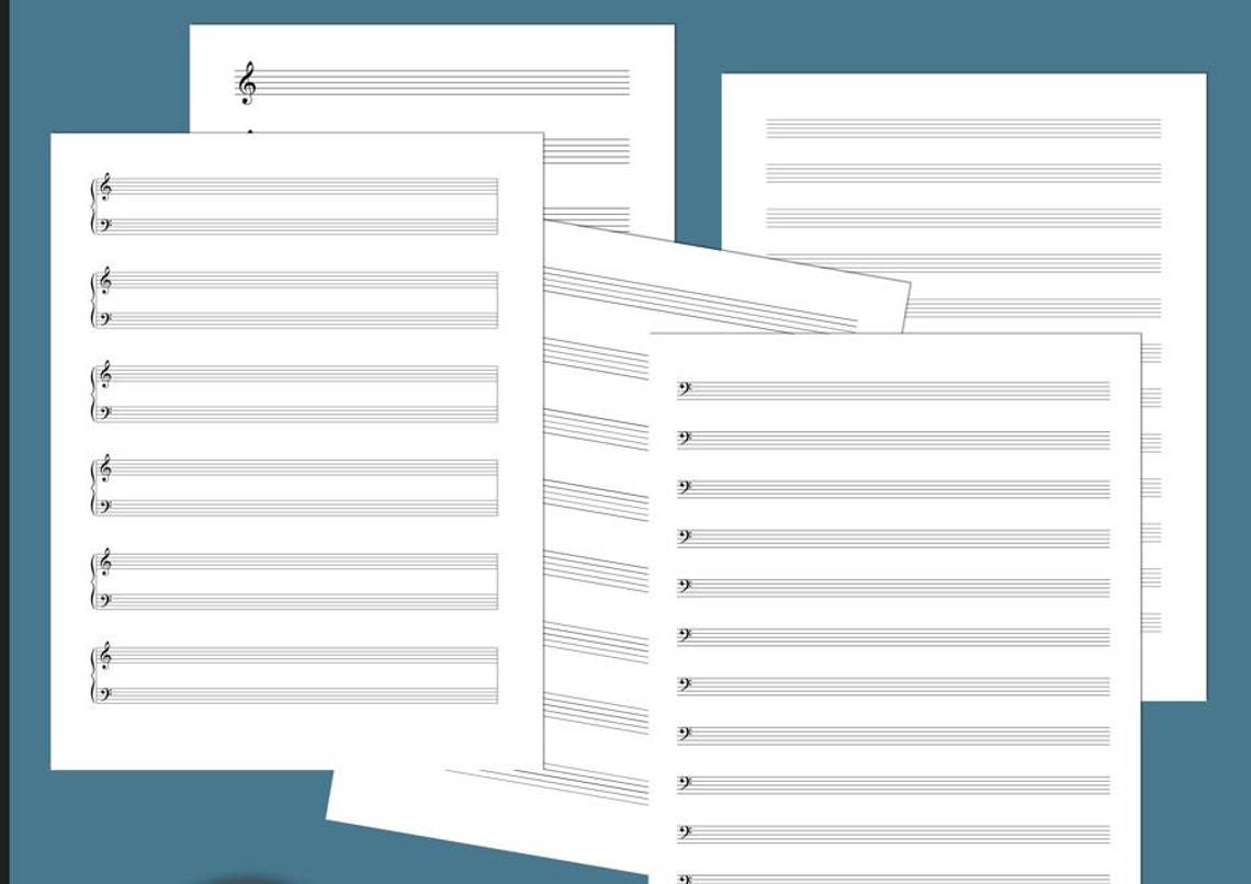 Printable Music Sheets - 100 Pages PDF File- Blank Sheet Music- A4- 8.5 ...
