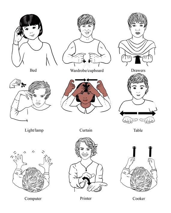 BSL british Sign Language Illustrated Learning Sheets - Etsy