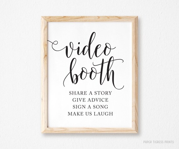 Video Booth Printable Video Booth Sign Wedding Video Booth | Etsy