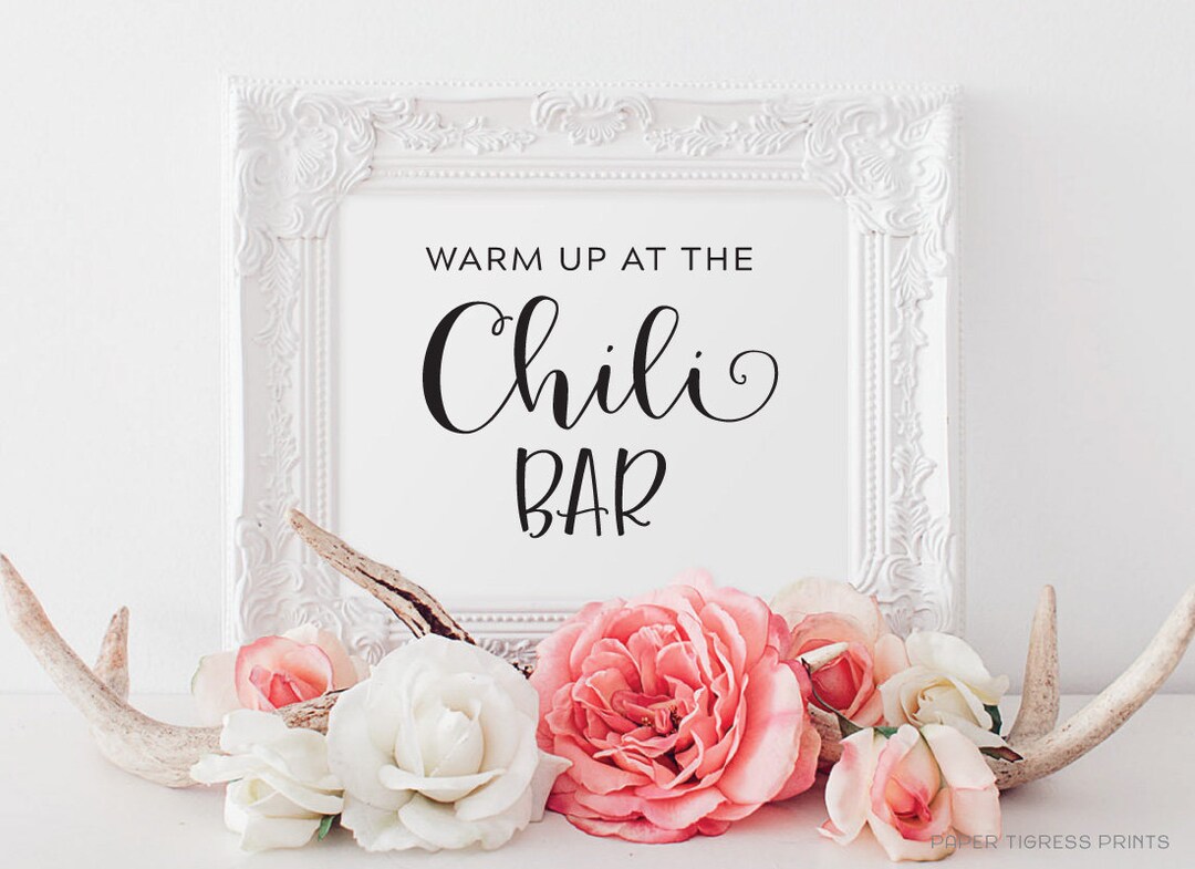 Chili Bar Sign Printable Warm up at the Chili Sign Chili - Etsy