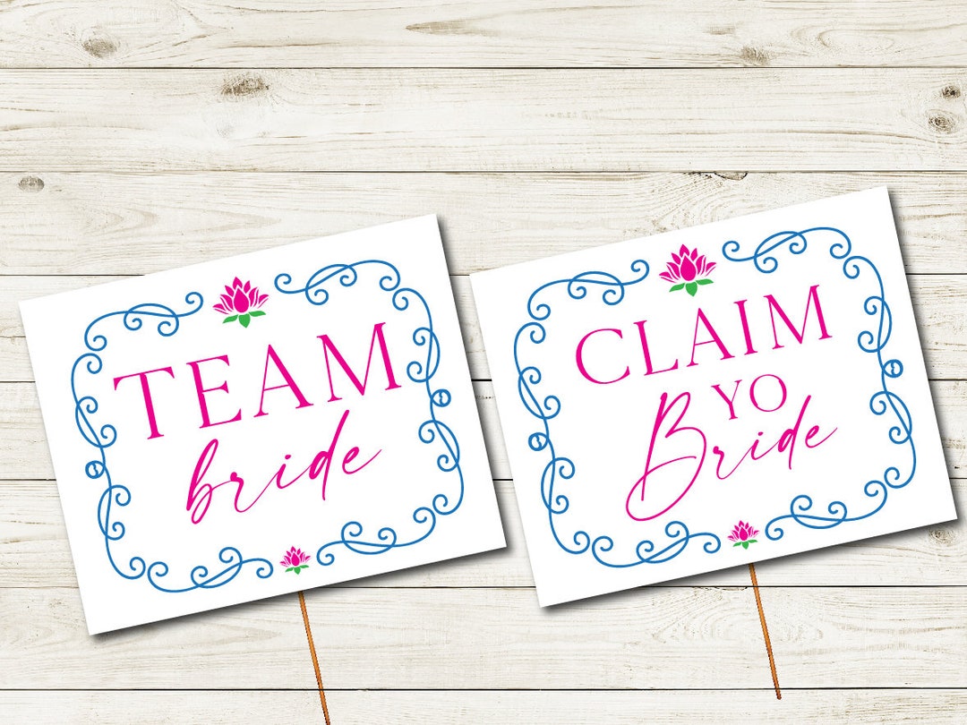 Team Bride Indian Bridesmaids Props Sign Printable Bollywood Theme ...