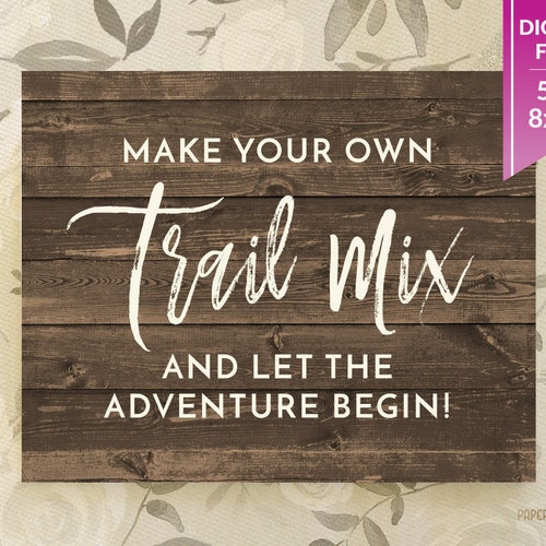 Trail Mix Wedding Bar Sign Printable Outdoor Camp Wedding - Etsy