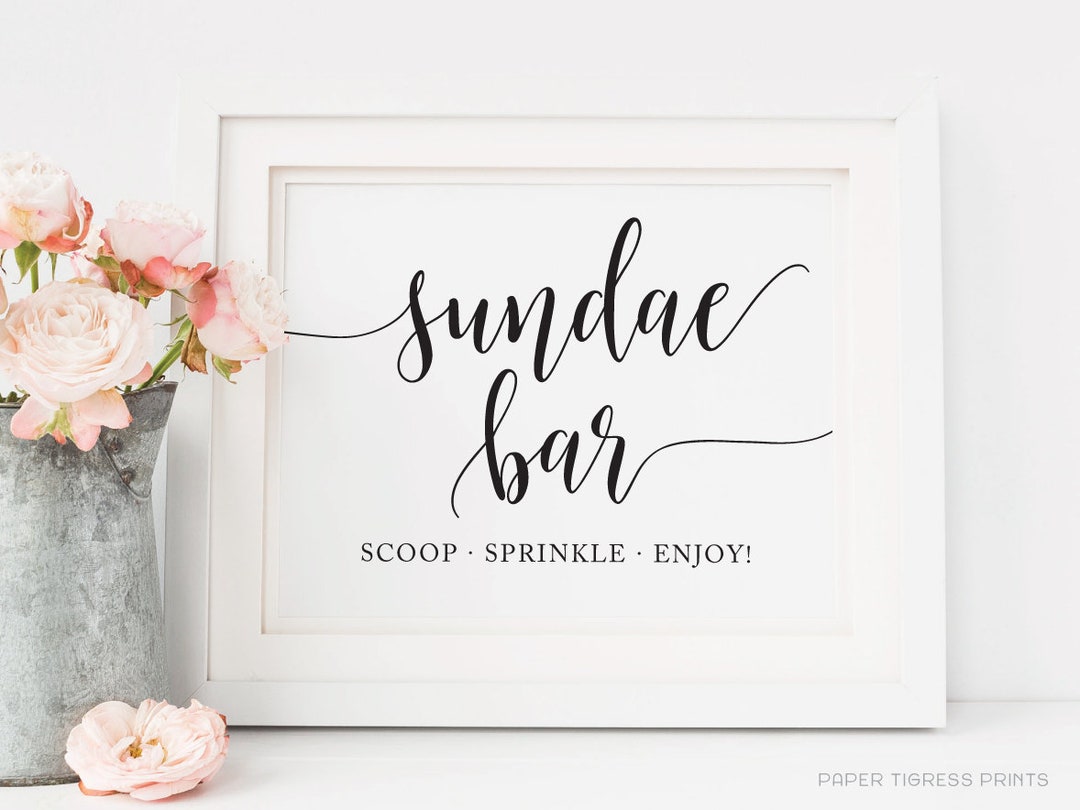 Sundae Bar Sign Printable Ice Cream Bar Sign Dessert Bar - Etsy