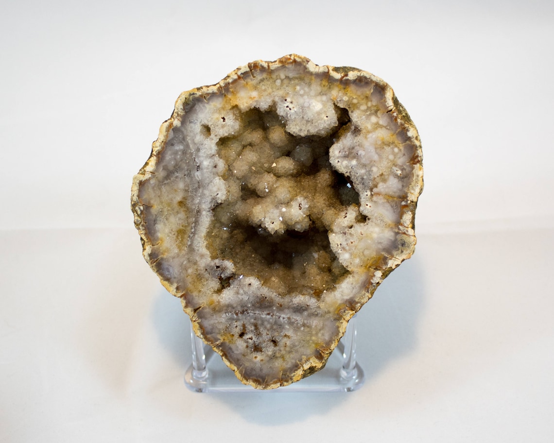 Large Geode Set From Kentucky Face Polished With Spherical Druzy Quartz ...