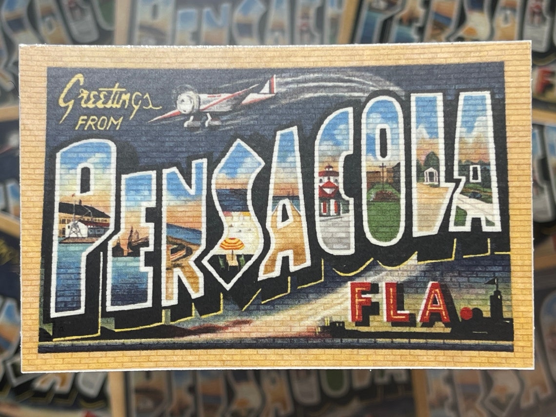 Vintage Pensacola Florida Postcard Mural Decal Pensacola | Etsy
