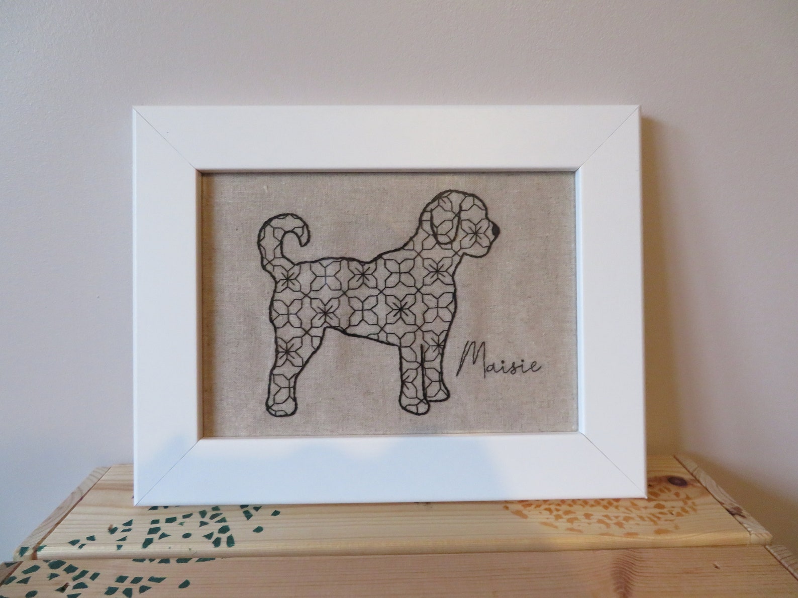 Blackwork Dog Breed Embroidery Frame - Etsy