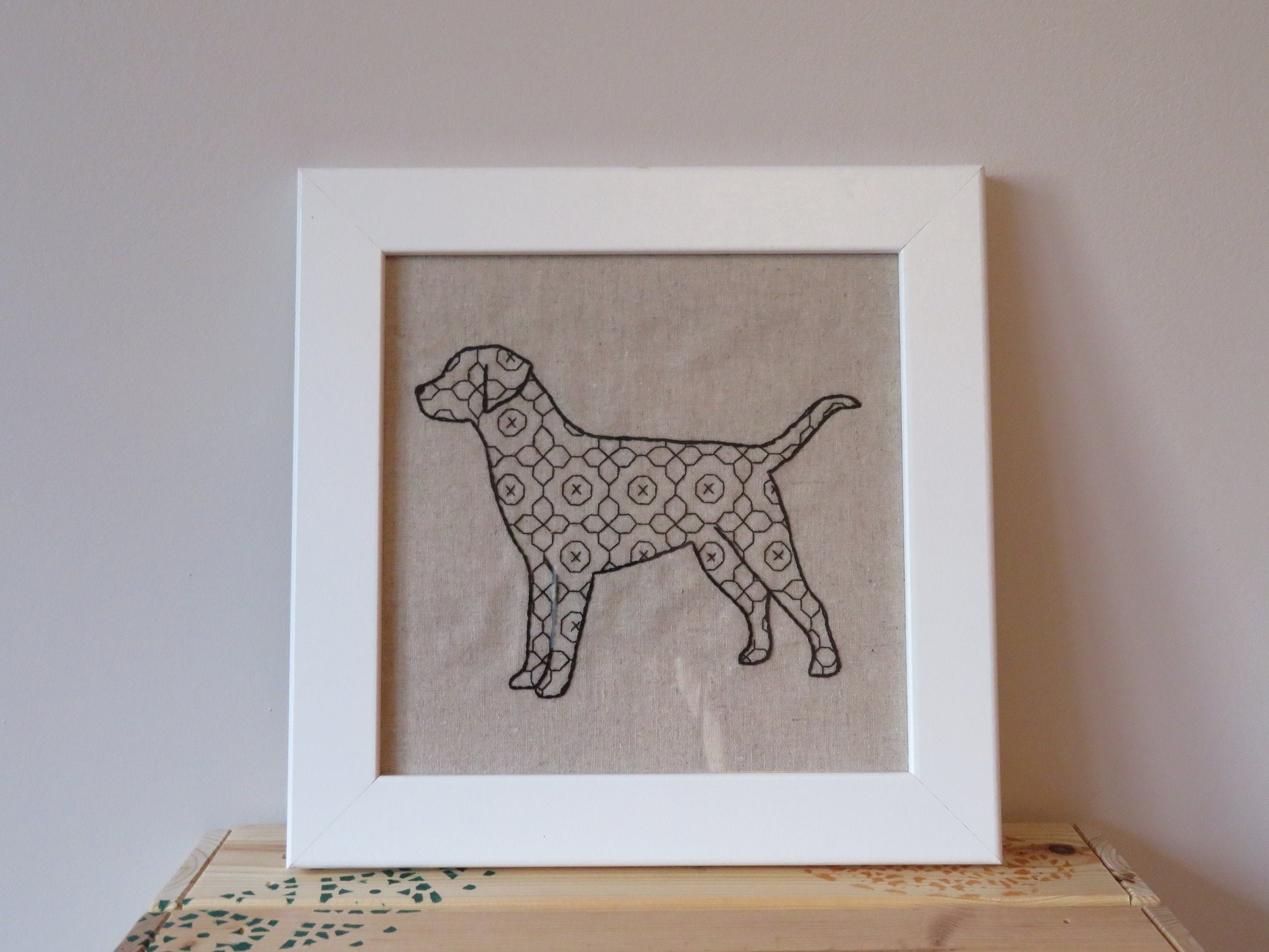 Blackwork Dog Breed Embroidery Frame - Etsy
