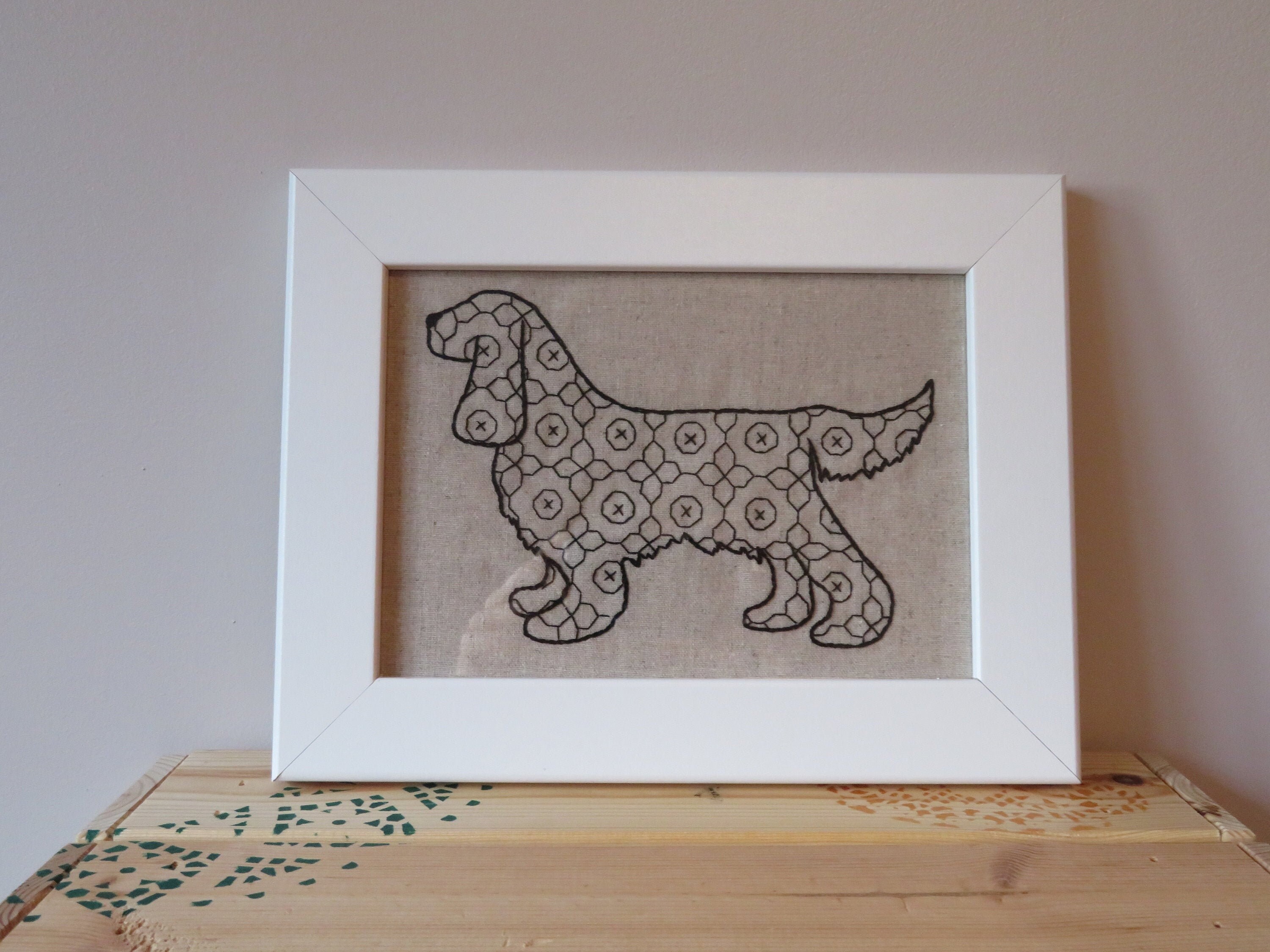 Blackwork Dog Breed Embroidery Frame - Etsy