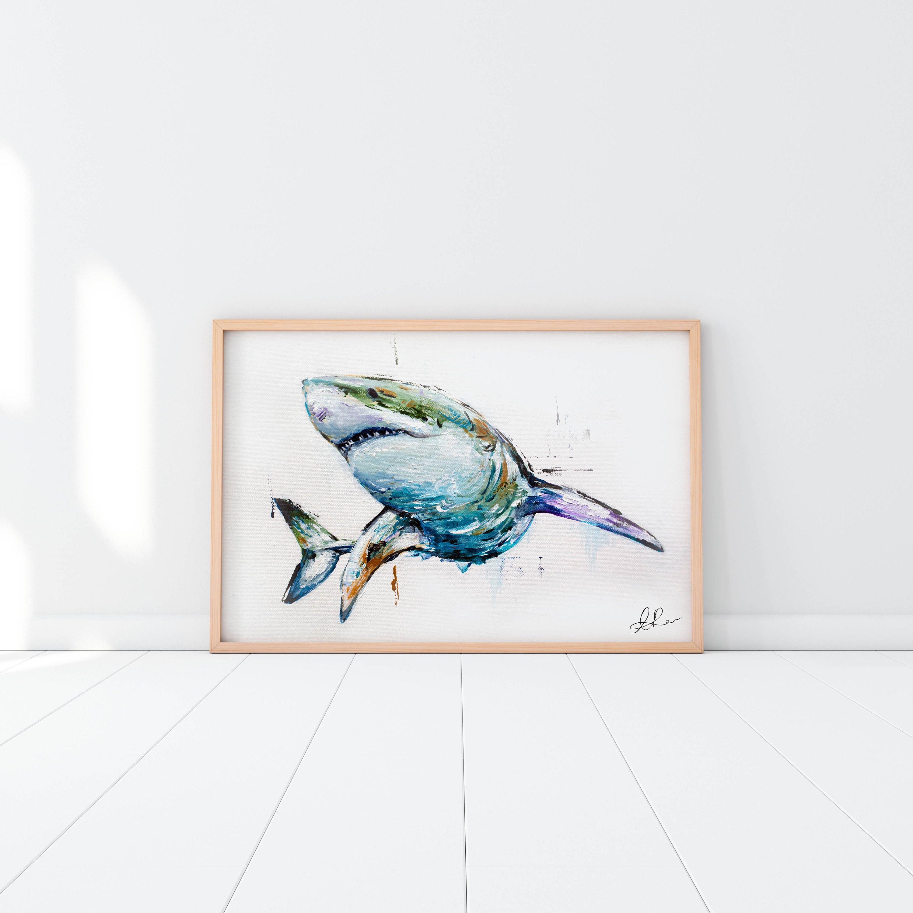 Great White Shark Art Print Shark Painting Shark Wall Art - Etsy