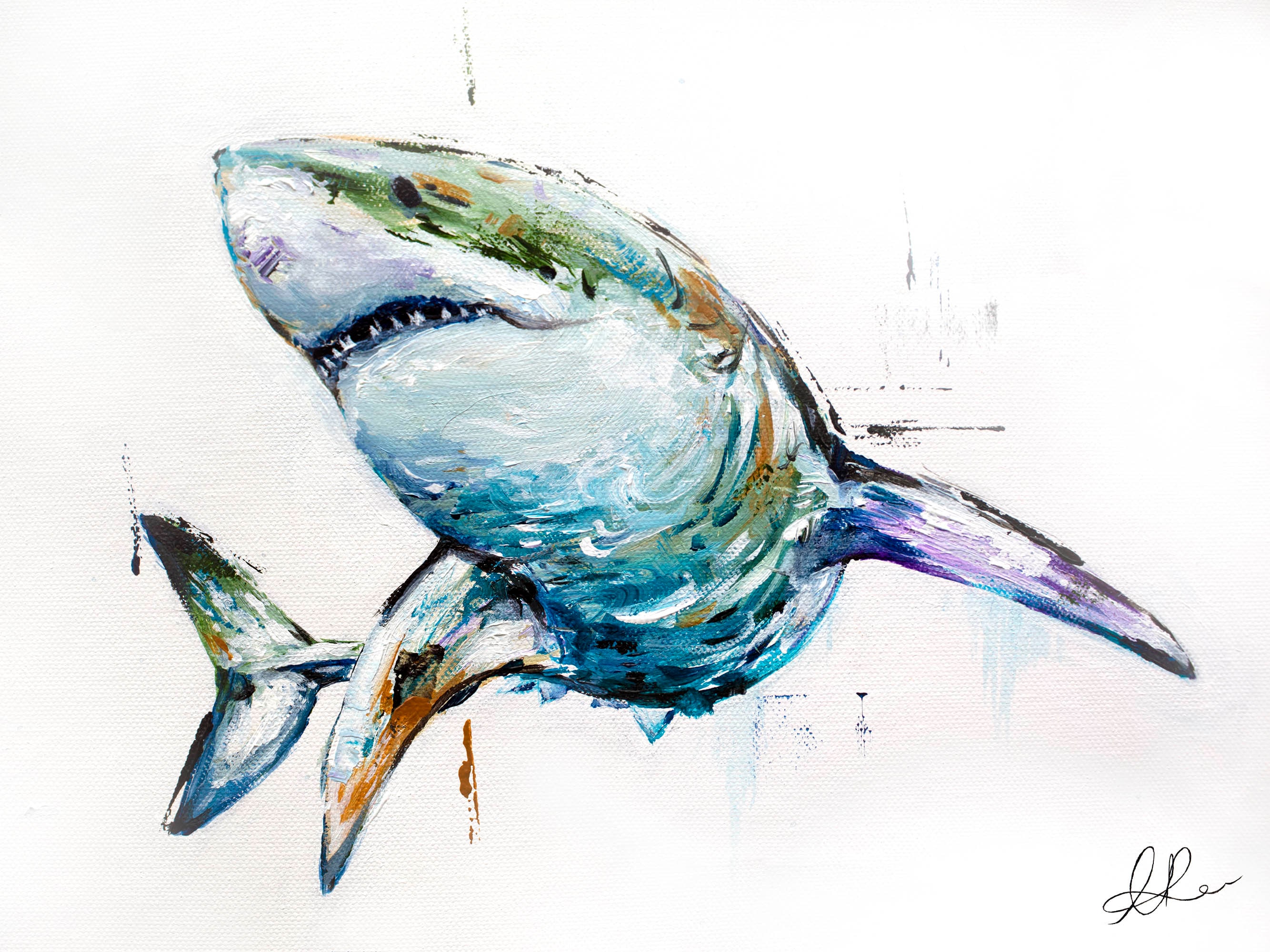 Great White Shark Art Print Shark Painting Shark Wall Art - Etsy