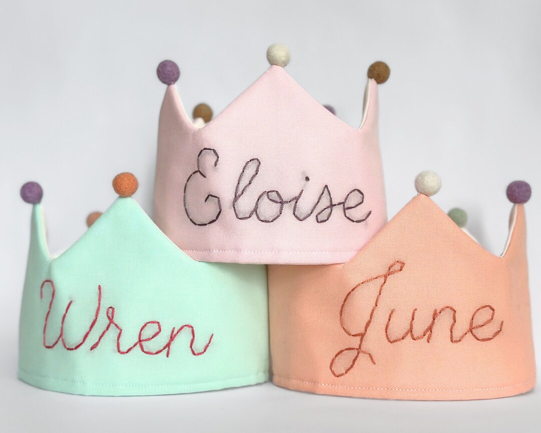 Personalized First Birthday Crown, Custom Name Party Hat, Hand ...