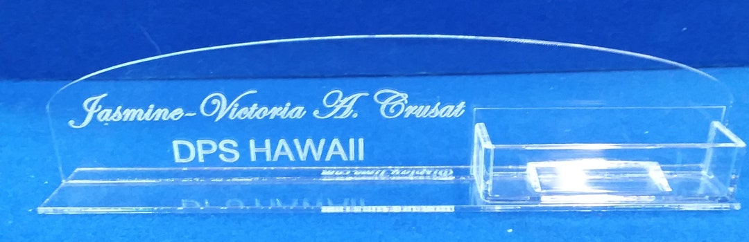 Personalized Acrylic Glass NAME PLATE BAR Desk With Business Card ...