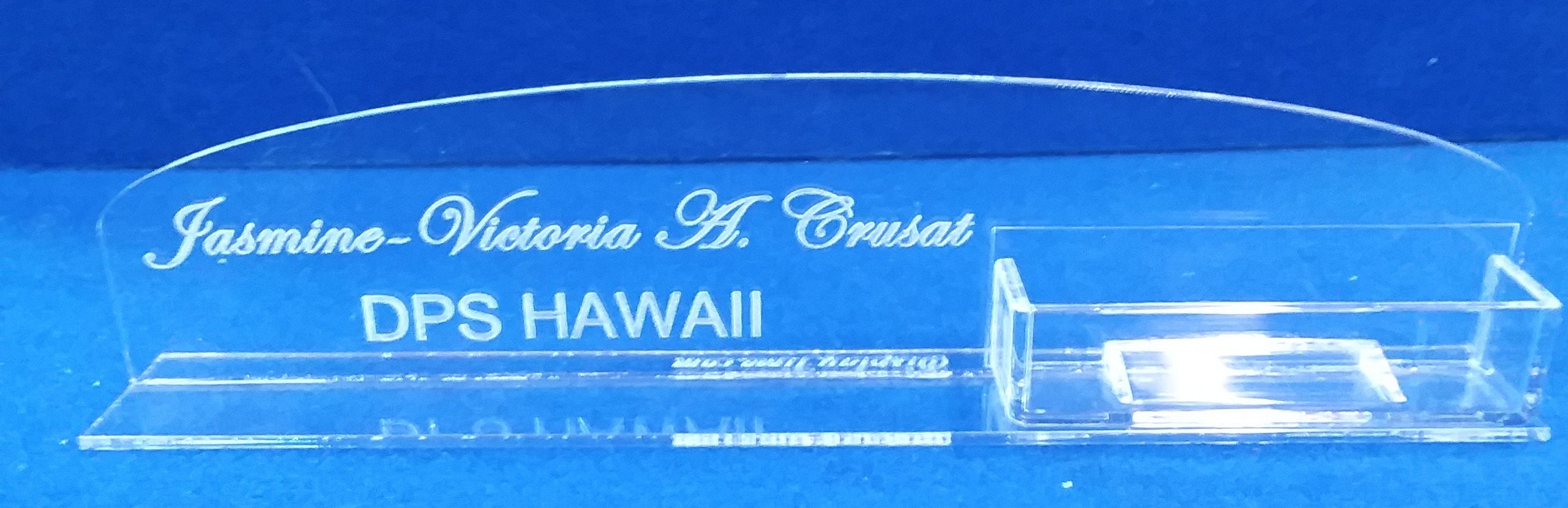 Personalized Acrylic Glass NAME PLATE BAR Desk With Business Card ...