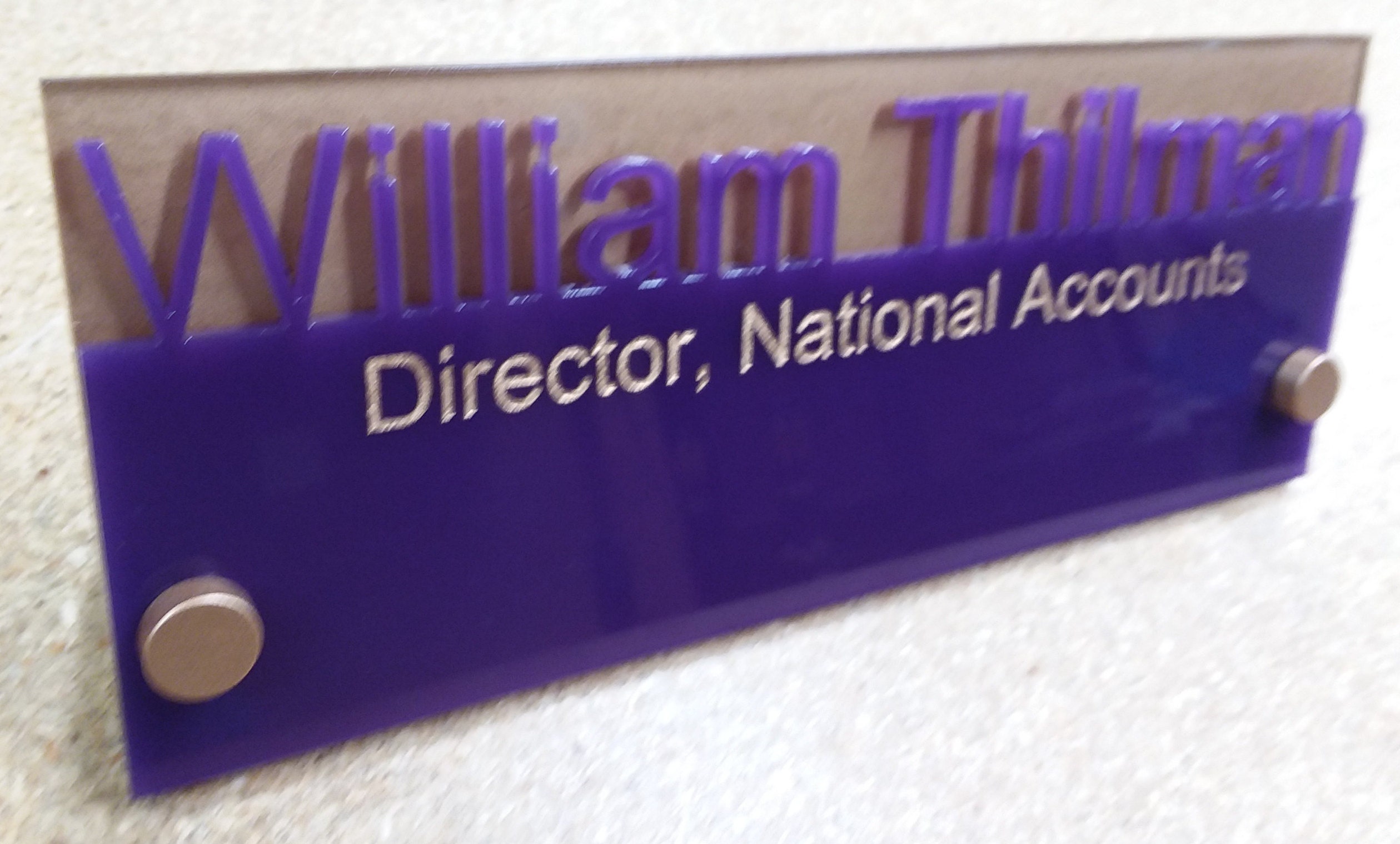 Personalized Acrylic Glass NAME PLATE BAR Desk Upscale Standoffs - Etsy