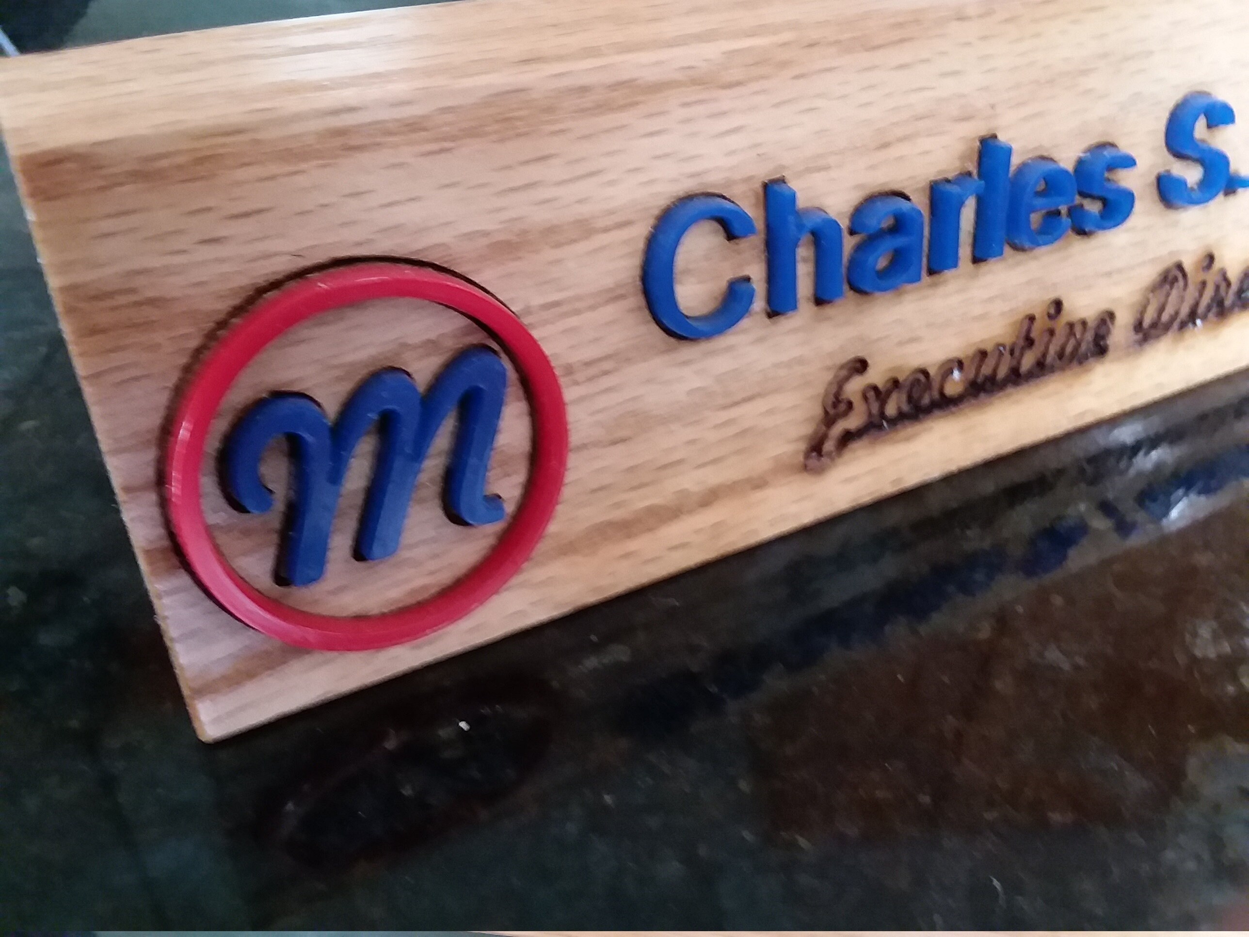 Personalized Oak NAME PLATE BAR Desk With Raised Acrylic Letters ...