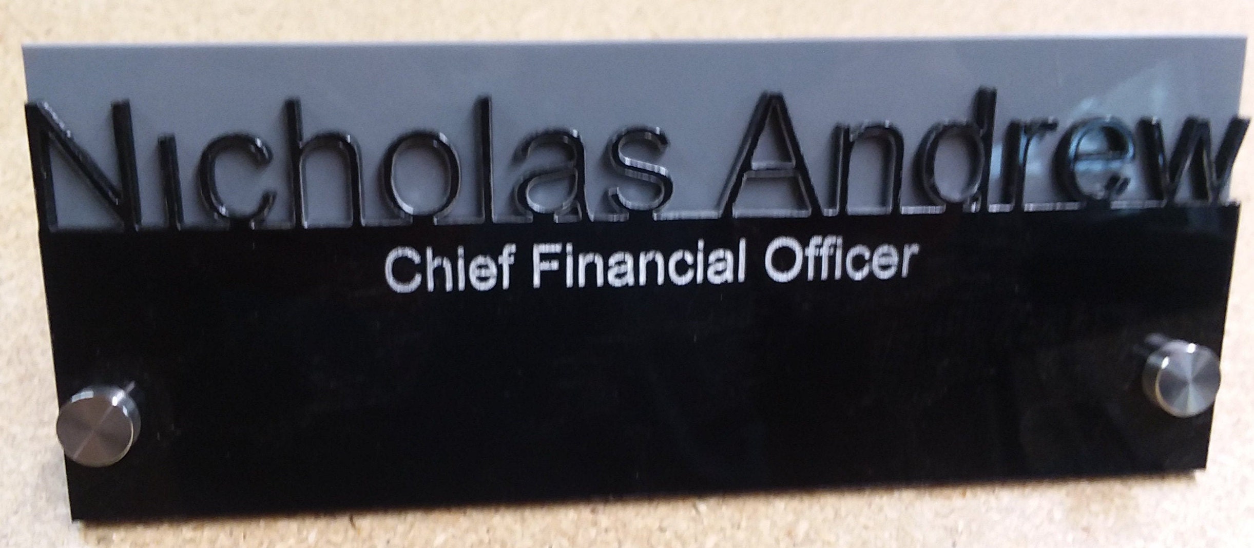 Personalized Acrylic Glass NAME PLATE BAR Desk Upscale Standoffs - Etsy