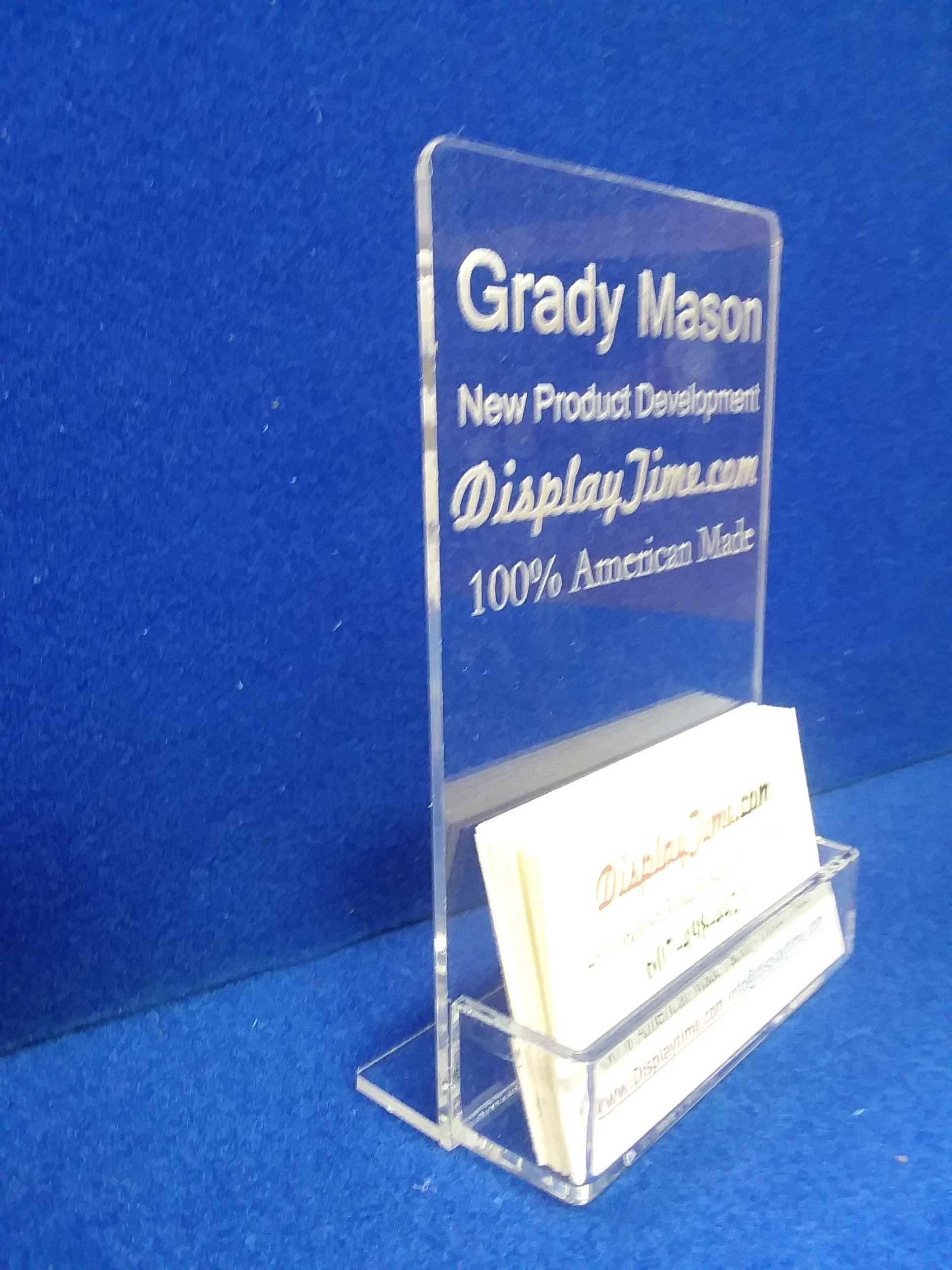 Personalized Acrylicglass NAME PLATE BAR Desk With Business Card Holder ...