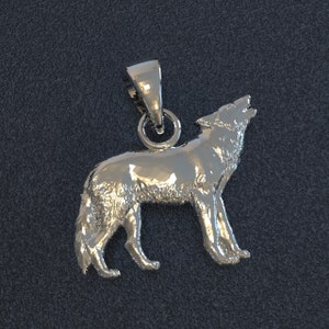 Solid Gold Howling Wolf Pendant 10k 14k Rose White Yellow Gold - Etsy