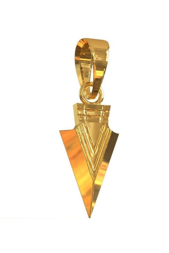 Mens Solid 14k Gold Spear Arrowhead Pendant Charm - Etsy