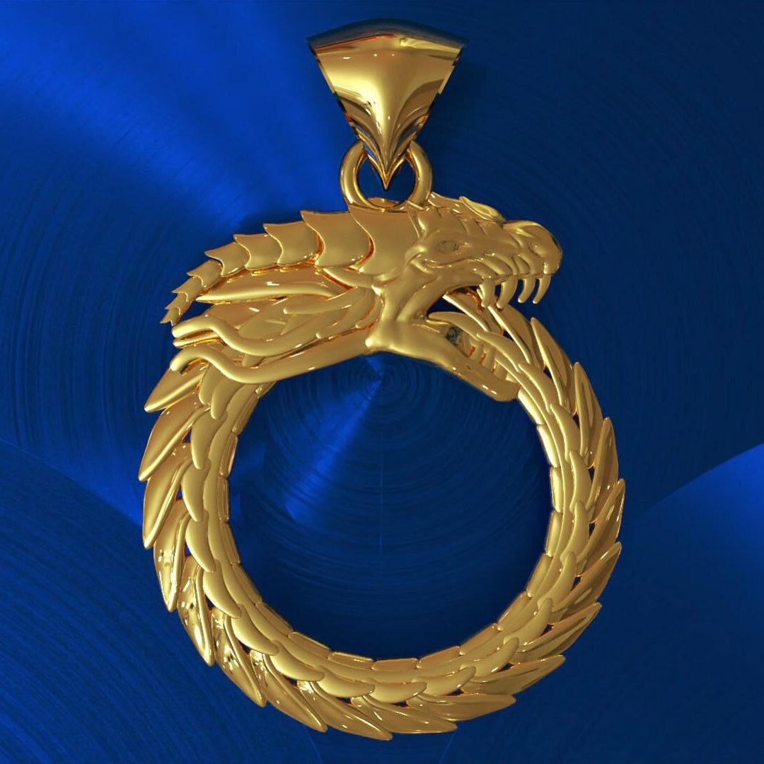 10k/14k Gold Dragon Pendant: Good Luck Charm, Cycle of Life - Etsy