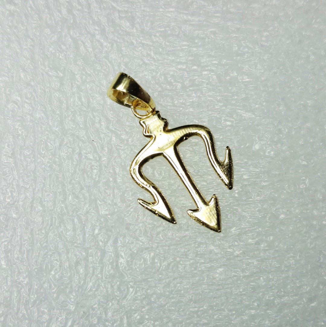 Trident Pendant Solid 10k 14k Yellow Gold, Rose Gold, White Gold - Etsy