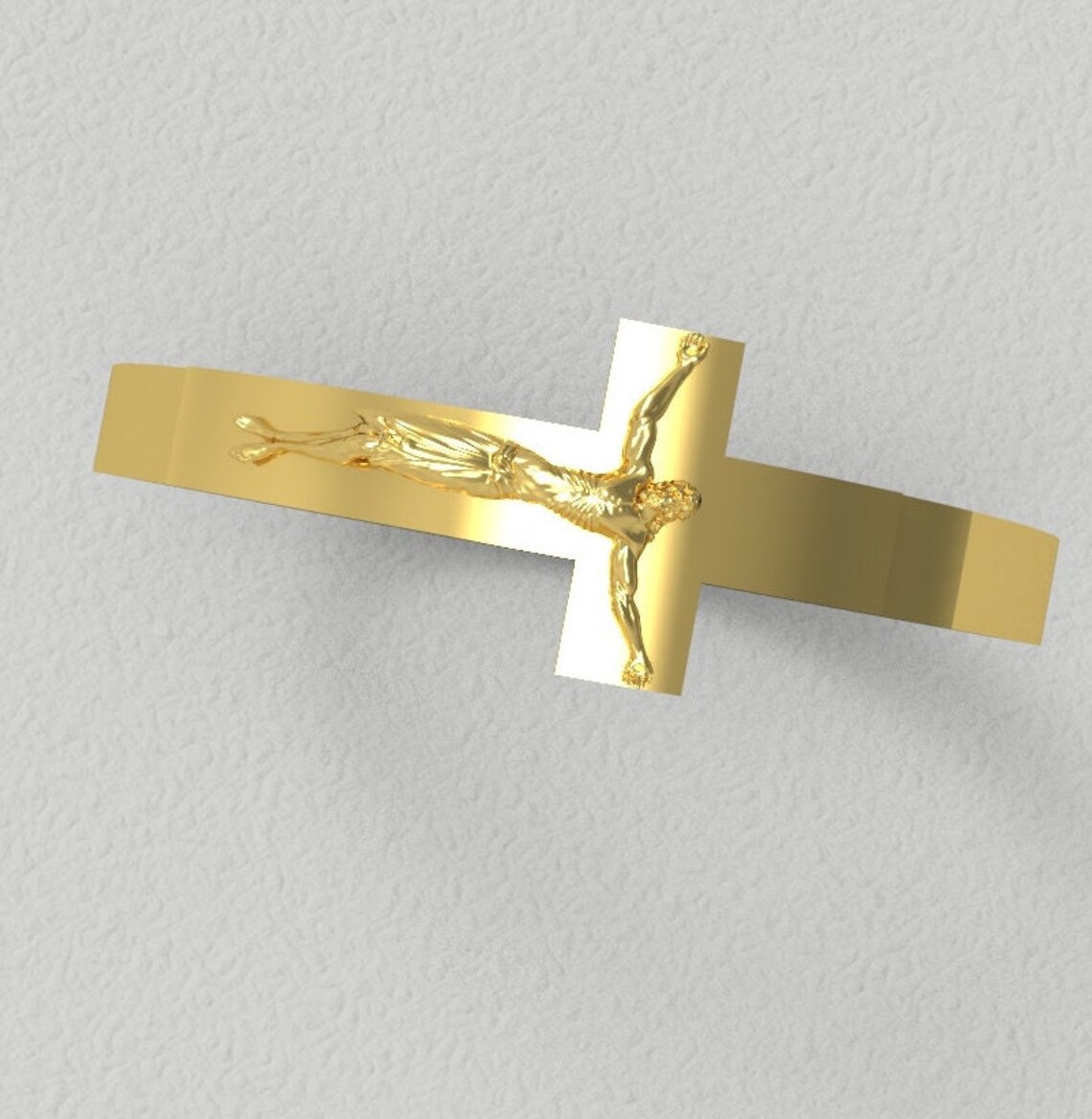 Solid Gold Cross Jesus Ring. Mens Womens 10k 14k Jesus Cross - Etsy