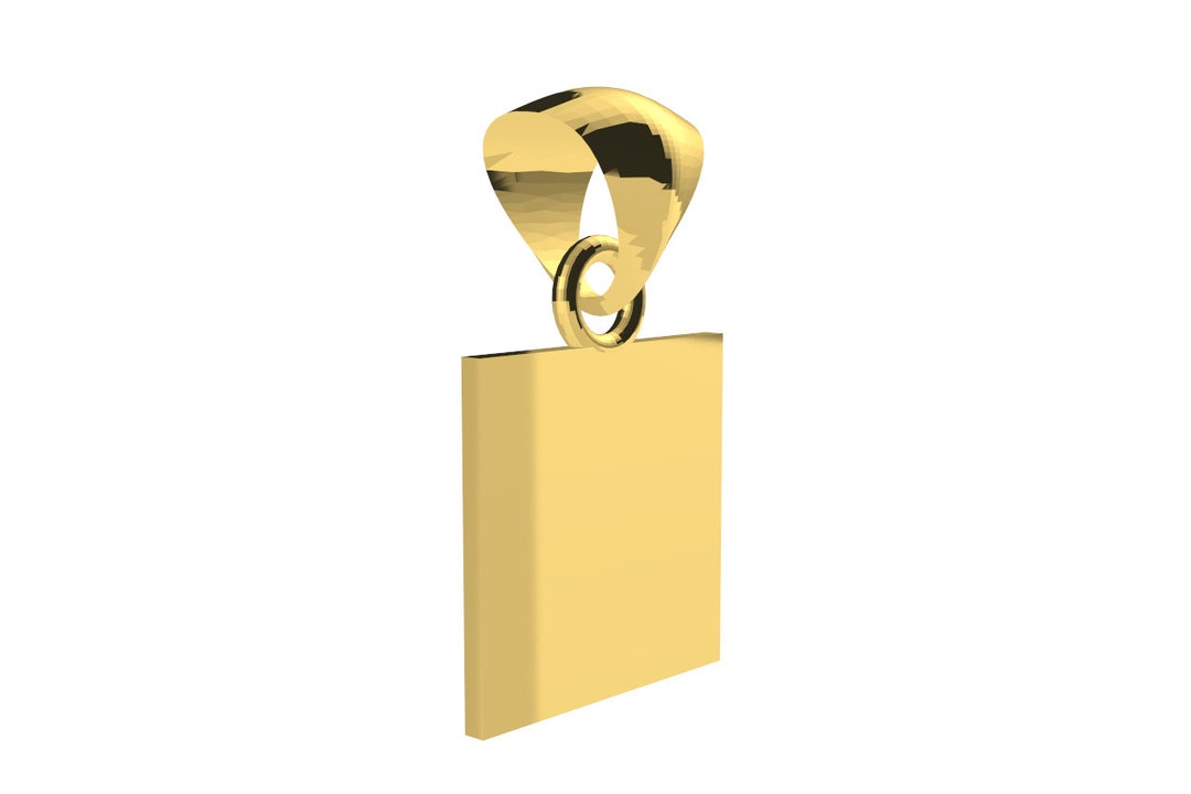 14K Solid Gold Square Charm Pendant - Personalized Engraving - Etsy