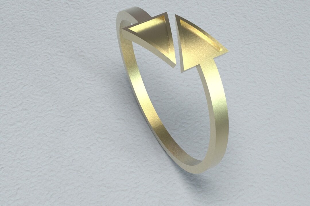 Solid Gold Arrow Ring. 10k 14k Gold Triangle Adjustable Ring Band White ...