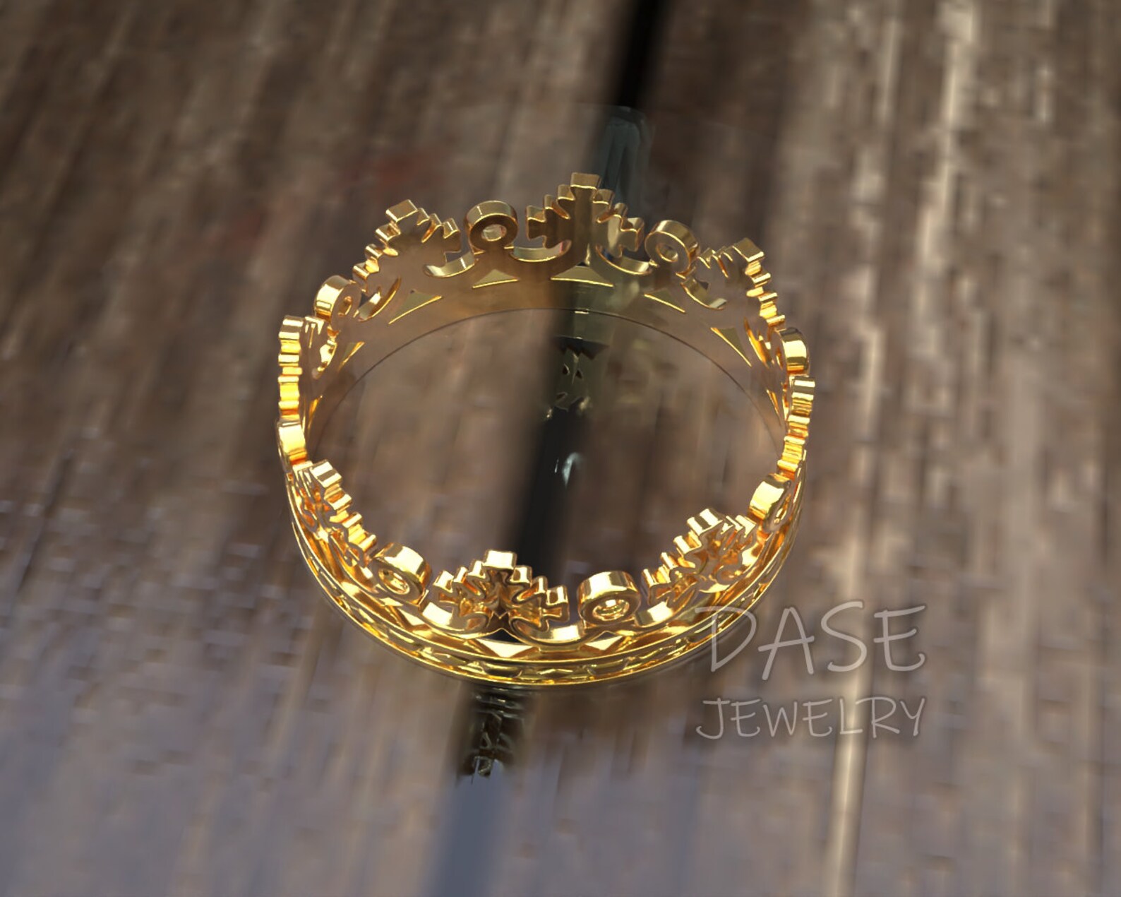 Solid Gold Crown Ring. Wide 10k 14k Gold Band Crown. - Etsy
